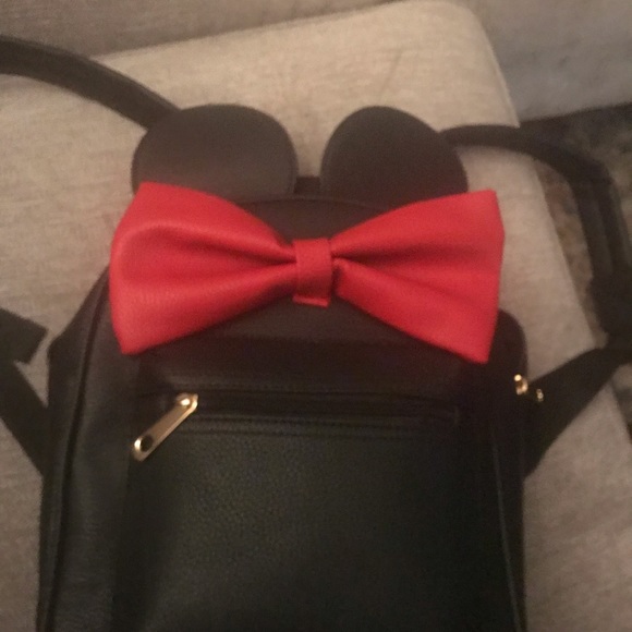 Bags | Minnie Mouse Red Bow Vegan Leather Backpack | Poshmark